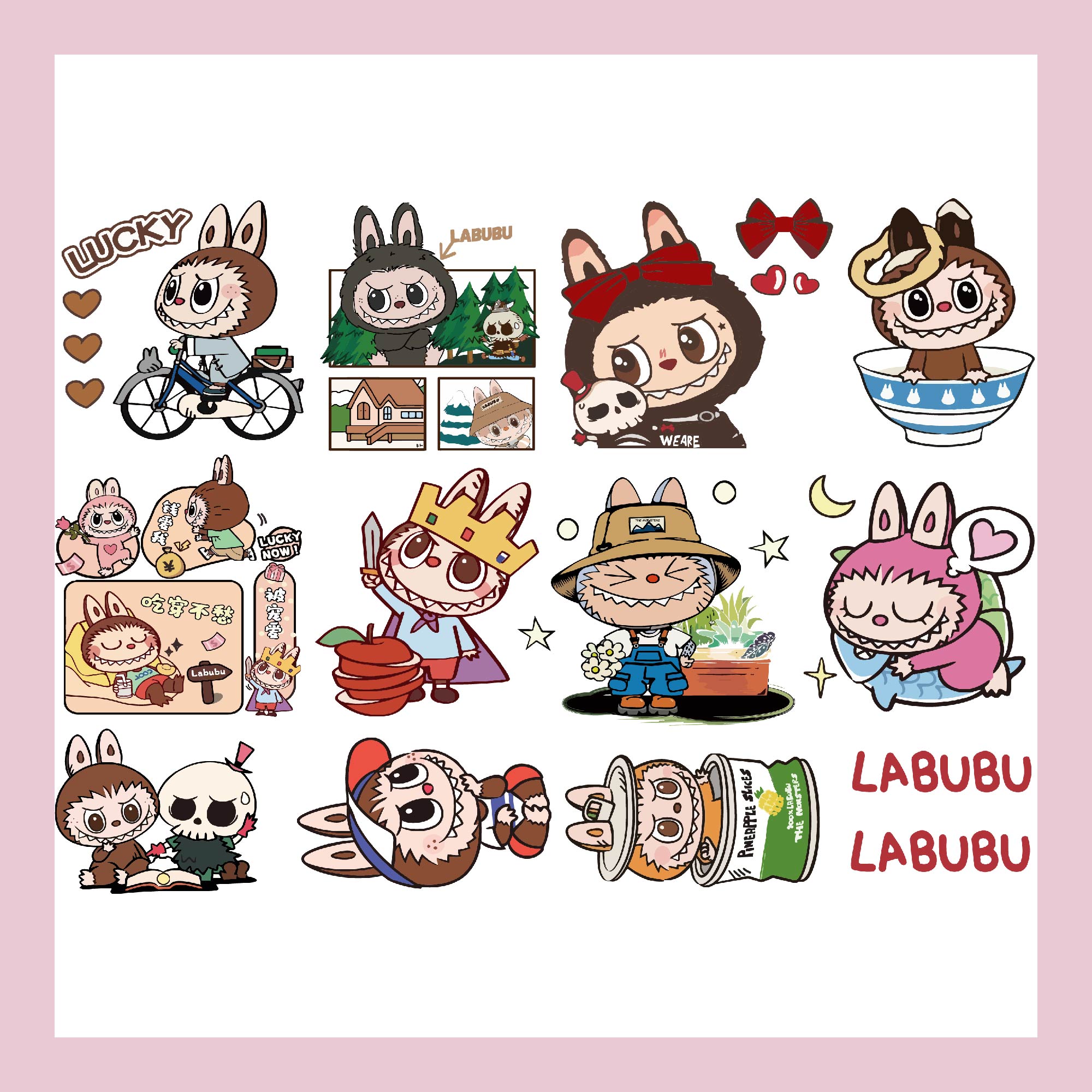 Labubu Cartoon Stickers Decorative Motorcycle Car Cute Stickers popmart ...