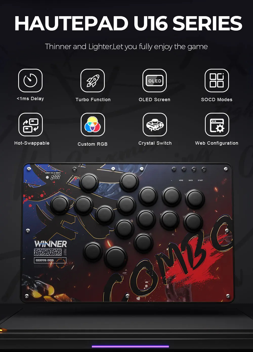 Haute42 Fightstick Arcade Controller Joystick Hitbox Leverless ...