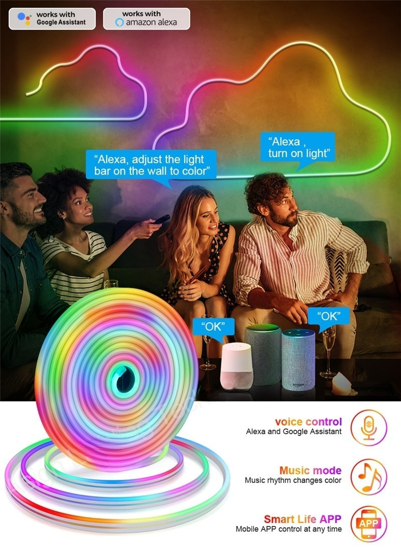 RGBIC LED Rope Light with App Remote Control, Music Sync Color Changing ...