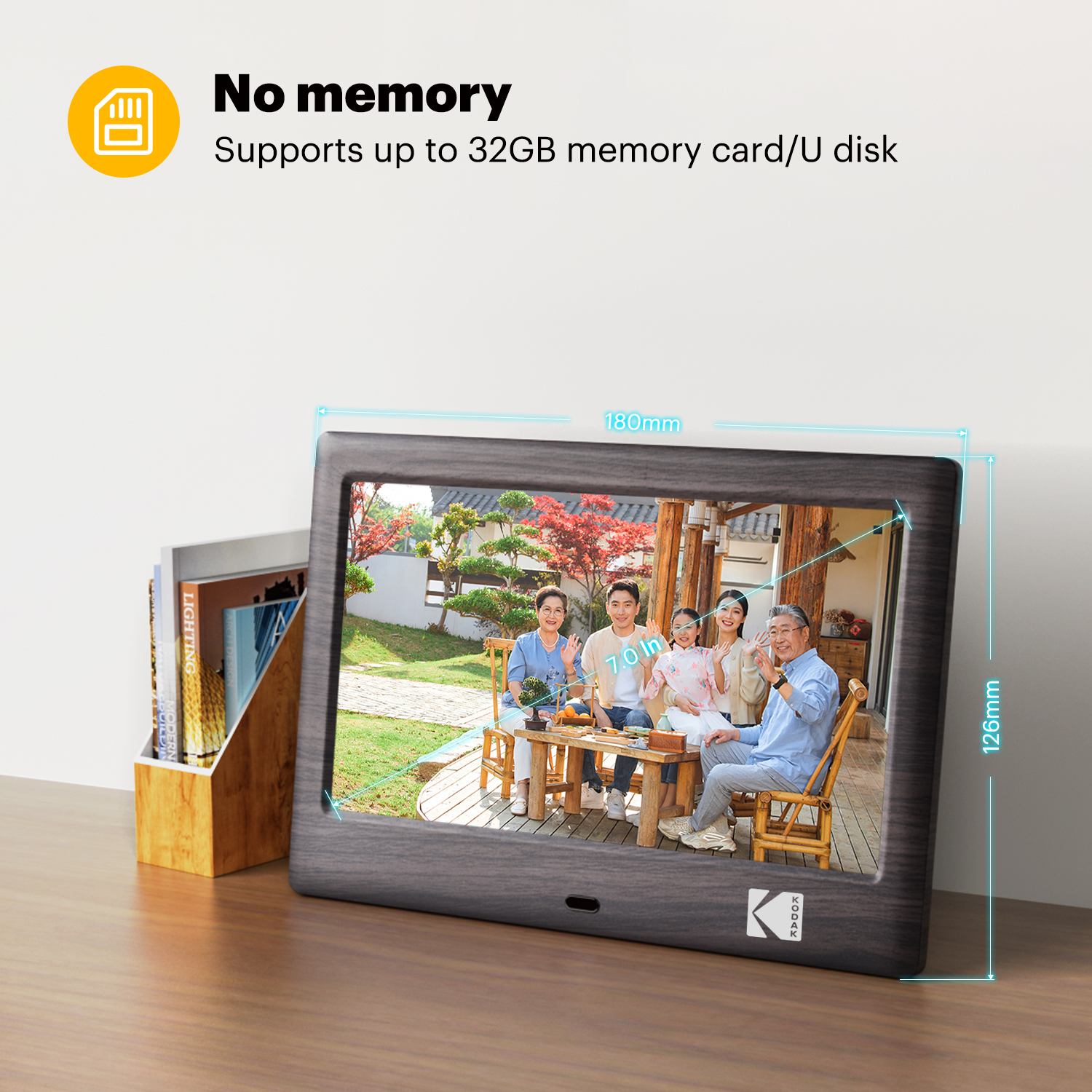 Kodak 708C 7-inch Digital Photo Frame 1024*600 HD Screen, Remote ...