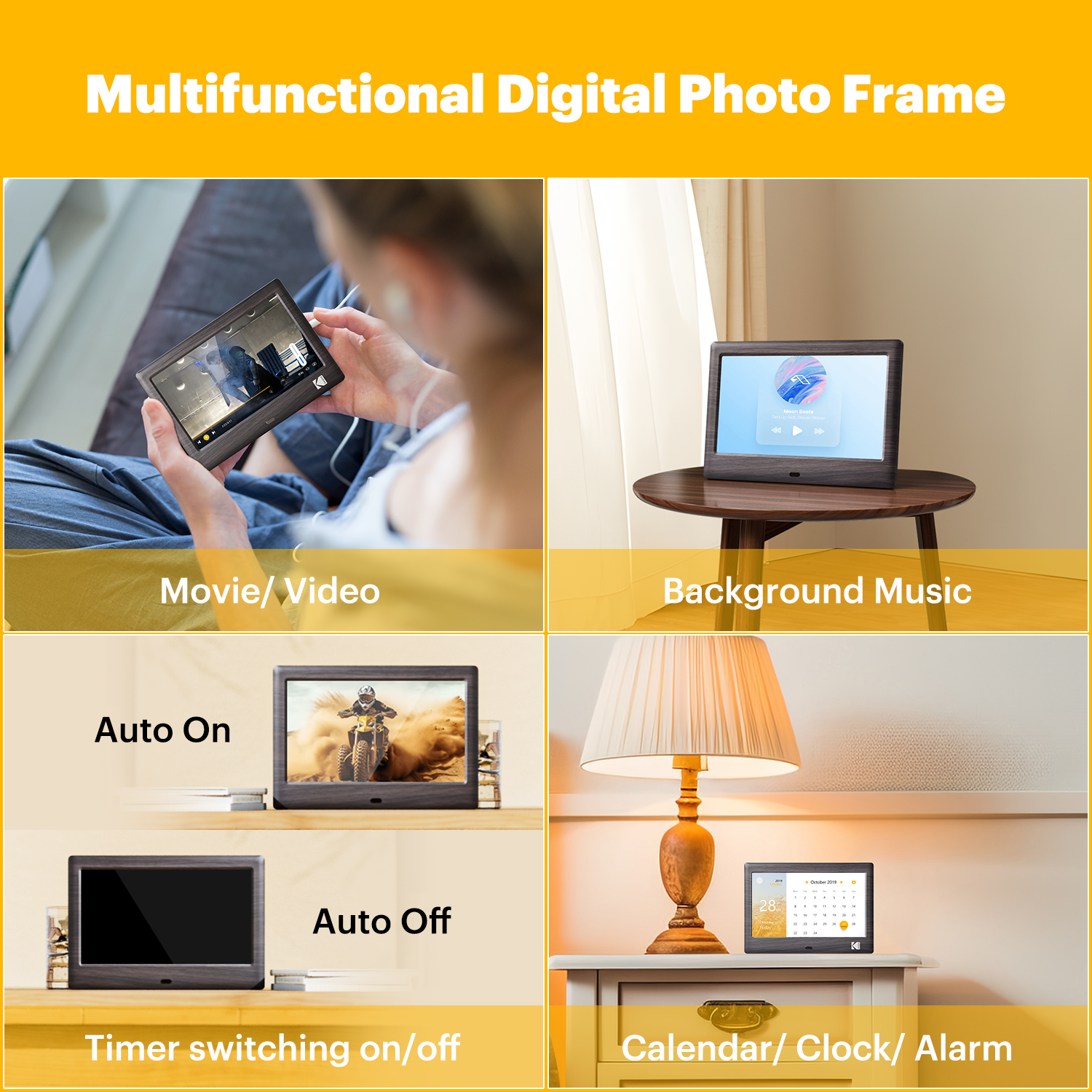 Kodak 708C 7-inch Digital Photo Frame 1024*600 HD Screen, Remote ...