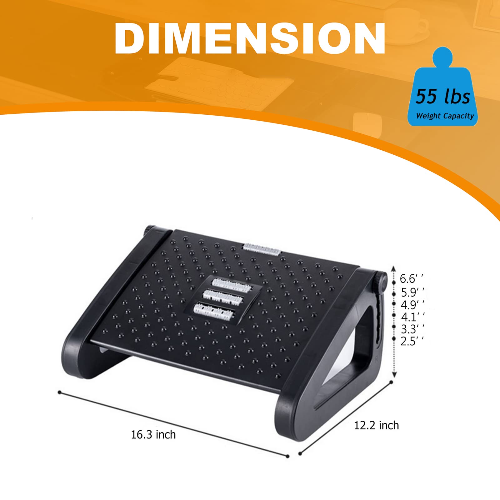 JAERSENT S03 Ergonomic Footrest 6 levels Adjustable Angle and Height ...