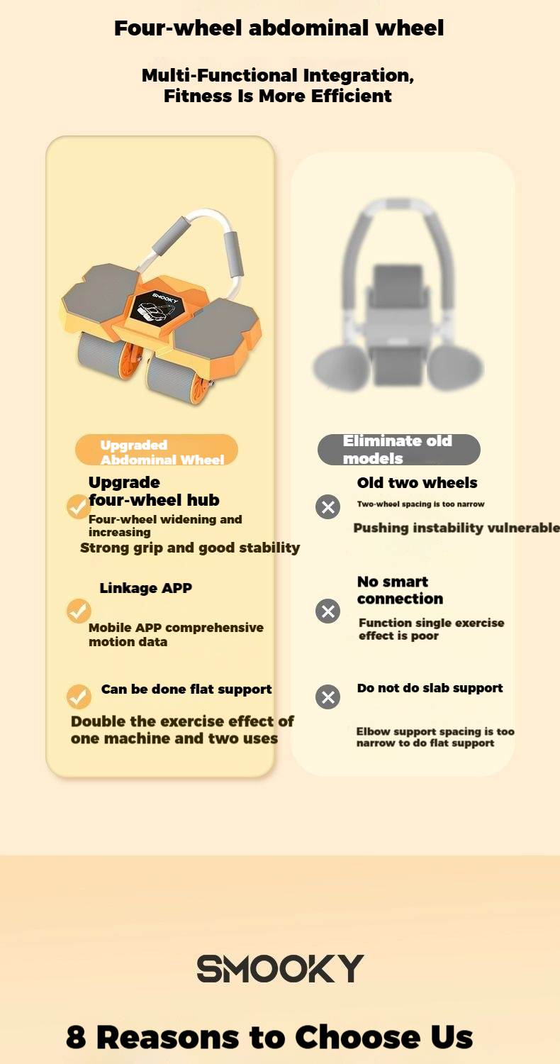 SMOOKY's New Four-wheel Abdominal Muscle Tool Abdominal Wheel Home Men's Belly Fitness Device ...