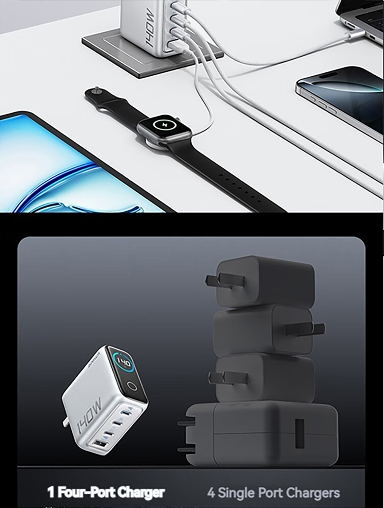 Anker GaN 140W Fast Charger with Screen Display Fast Charger First Ai ...