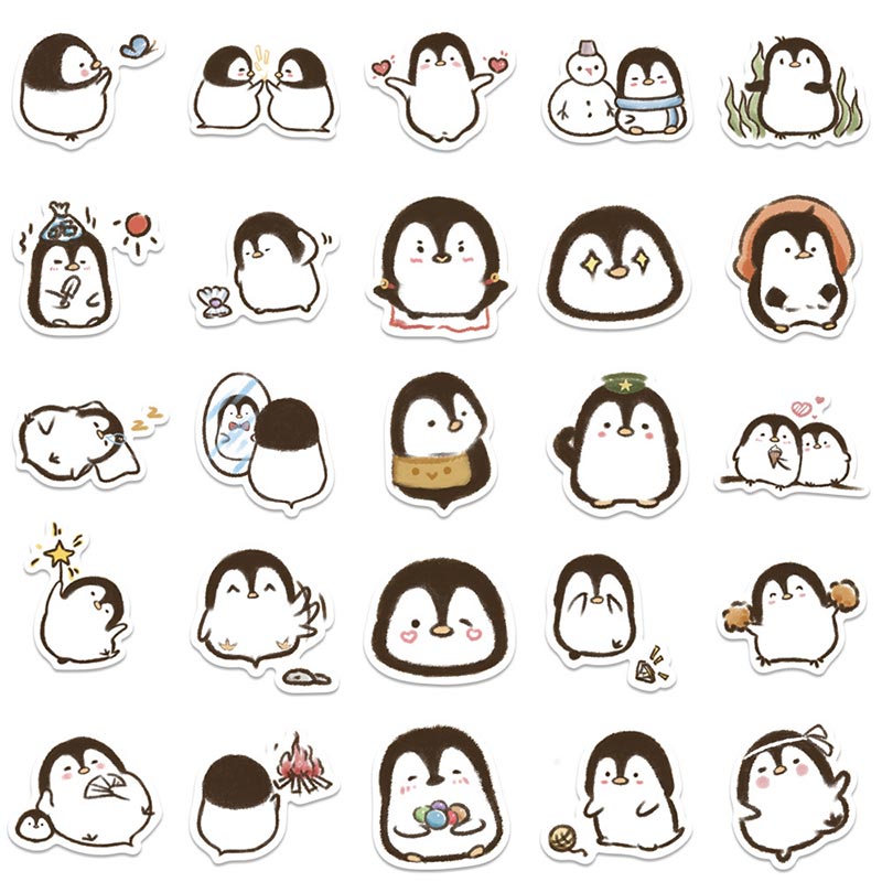 50PCS Animals Fat Penguin Stickers Bottle Laptop Skateboard Scrapbook ...