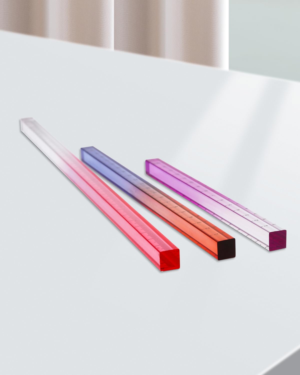 Colorful Clear Straight Cube Acrylic Ruler Transparent Gradient Rulers ...