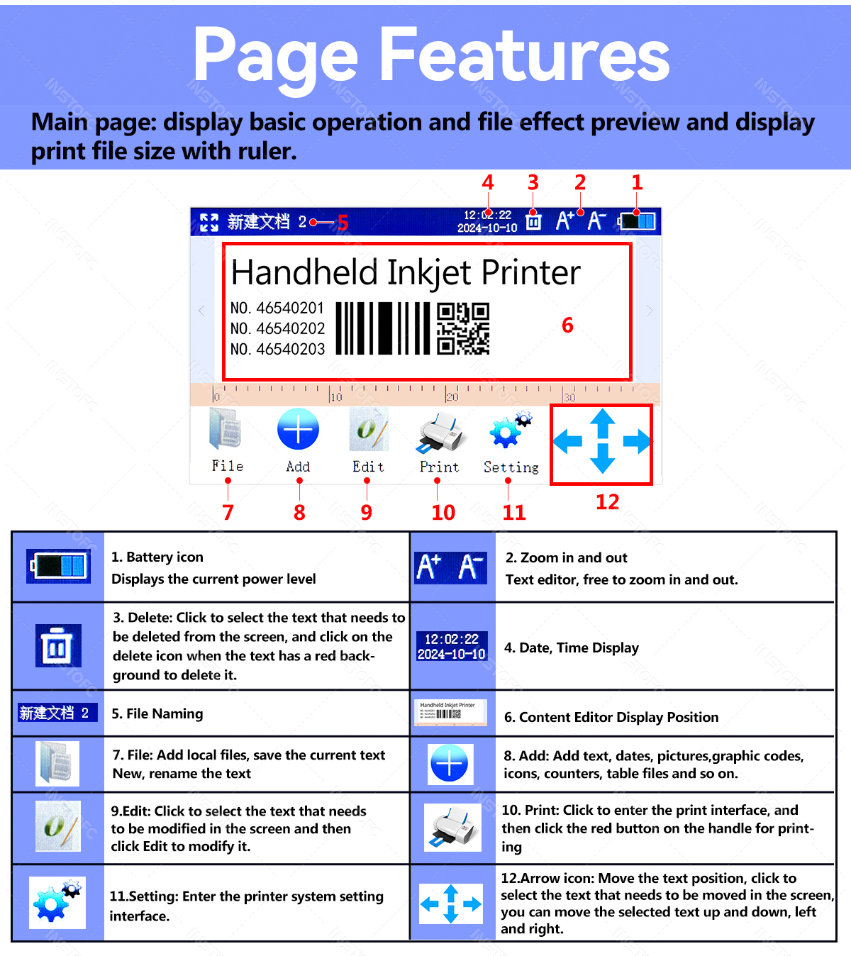 INKP01 Handheld inkjet printers 12.7MM/25.4MM 28 language date number ...