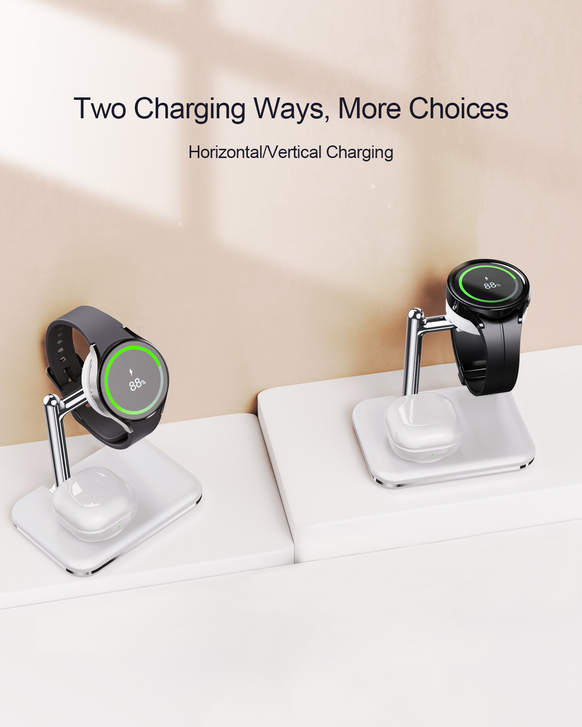 2-in-1 Magnetic Wireless Charging Stand Smart Watch | Earbouds Foldable ...
