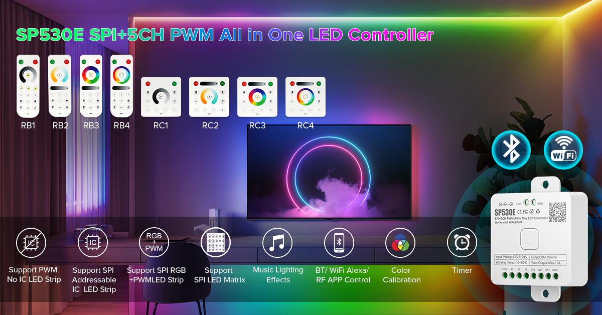 BTF-LIGHTING WiFi&Bluetooth Universal type Smart LED Controller SP530E ...