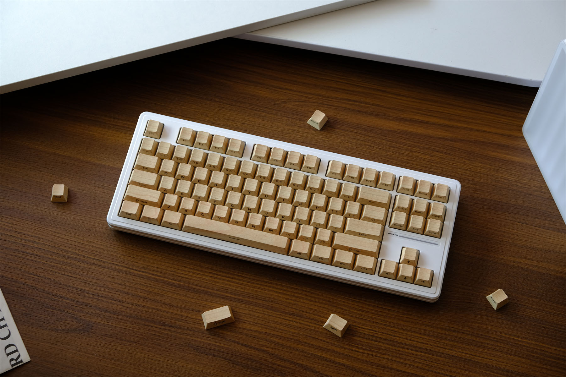 Wood Grain Side Shine Through Keycaps PBT Dye-sub Cherry Profile Keycap ...