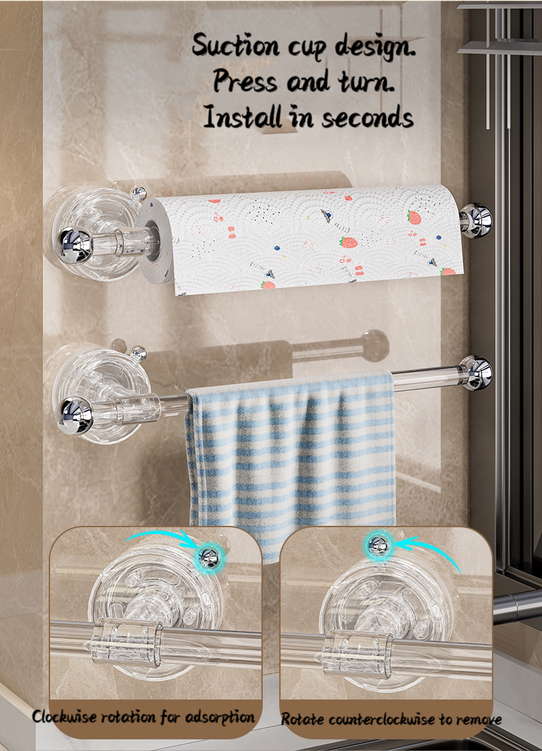 Kitchen Tissue Holder Suction Cup No Punching Wall Mounted Reusable ...