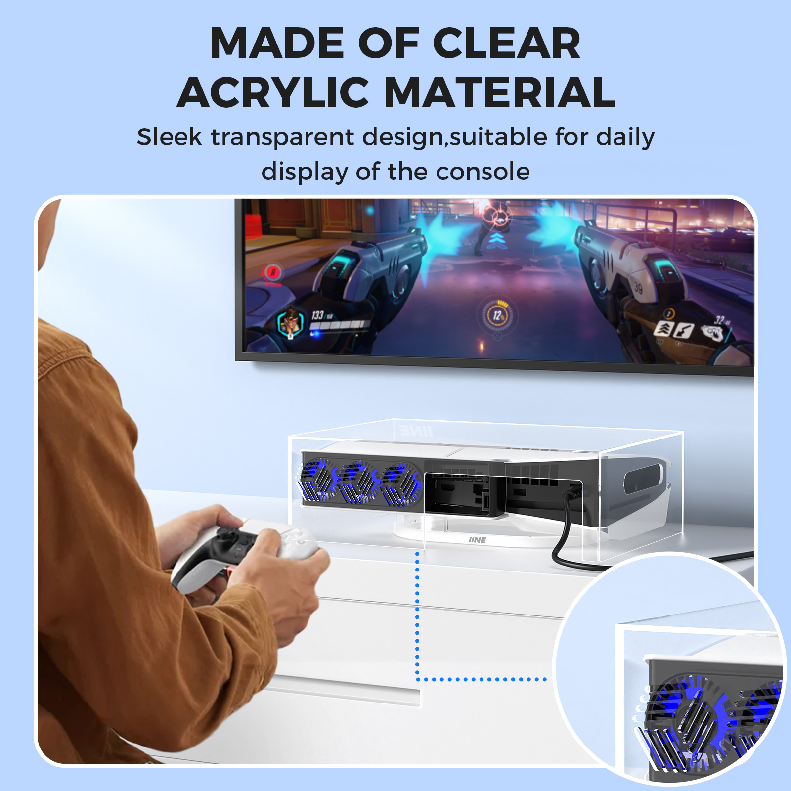 IINE Acrylic Dust Cover for PS5 Slim / PC Material Dustproof Compatible ...
