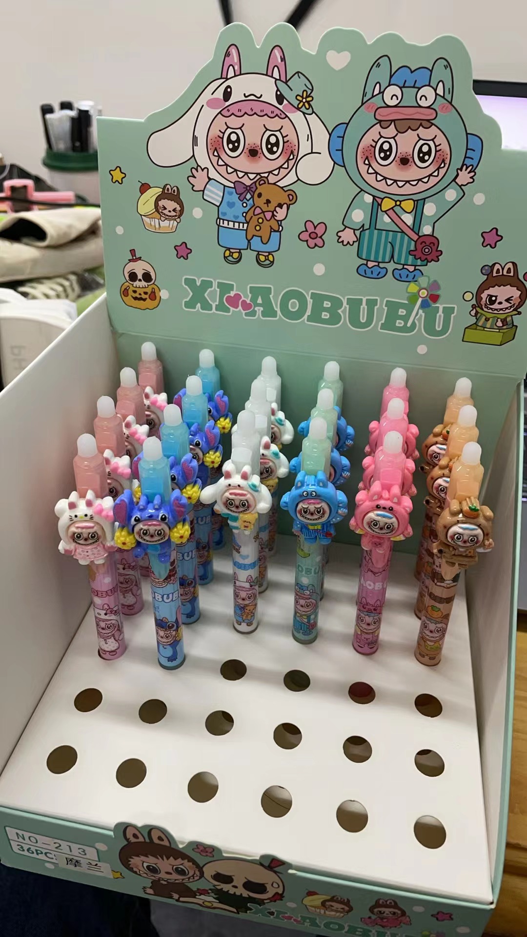 [LC] Cute LAbubu writing pen 0.5mm pressed erasable student blue ink ...