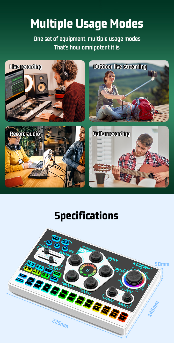 KoorFly KF03 Sound Card 48V Set with Noise Cancellation & Custom Sound ...