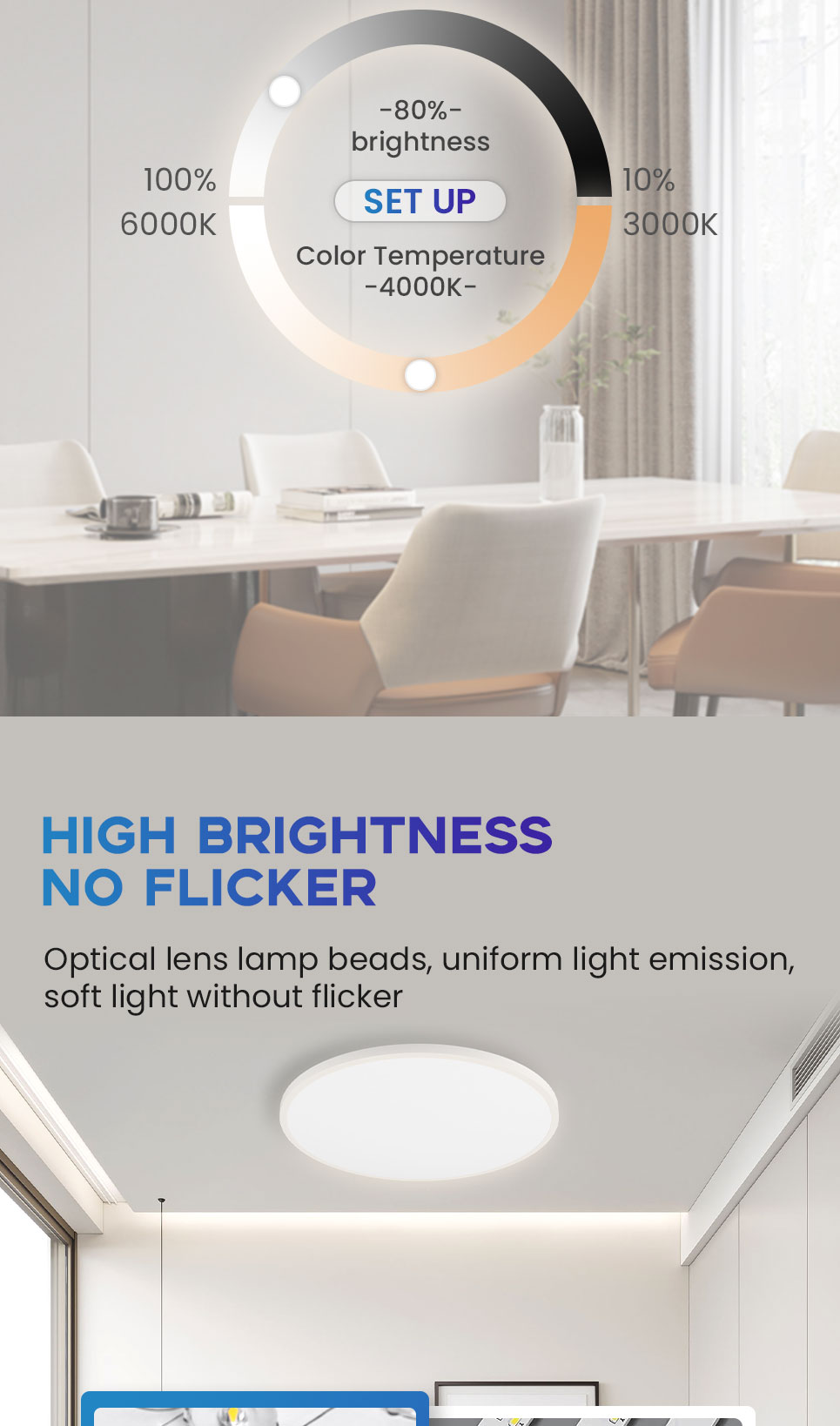 【Remote Control】LED Ceiling Light 20W 36W 48W 72W 96W Tricolor Modern Design Room Light Damp ...