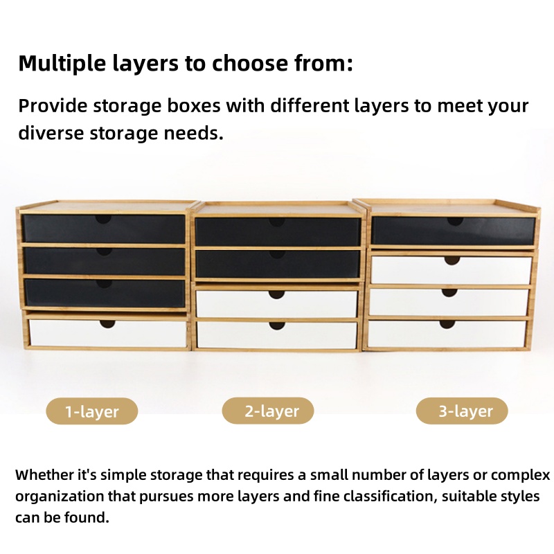 【SG READY STOCK】Bamboo Desktop Multi-Layer Storage Box With Drawer ...