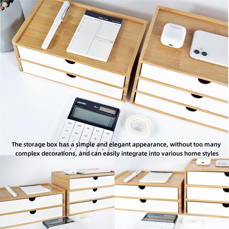 【SG READY STOCK】Bamboo Desktop Multi-Layer Storage Box With Drawer ...