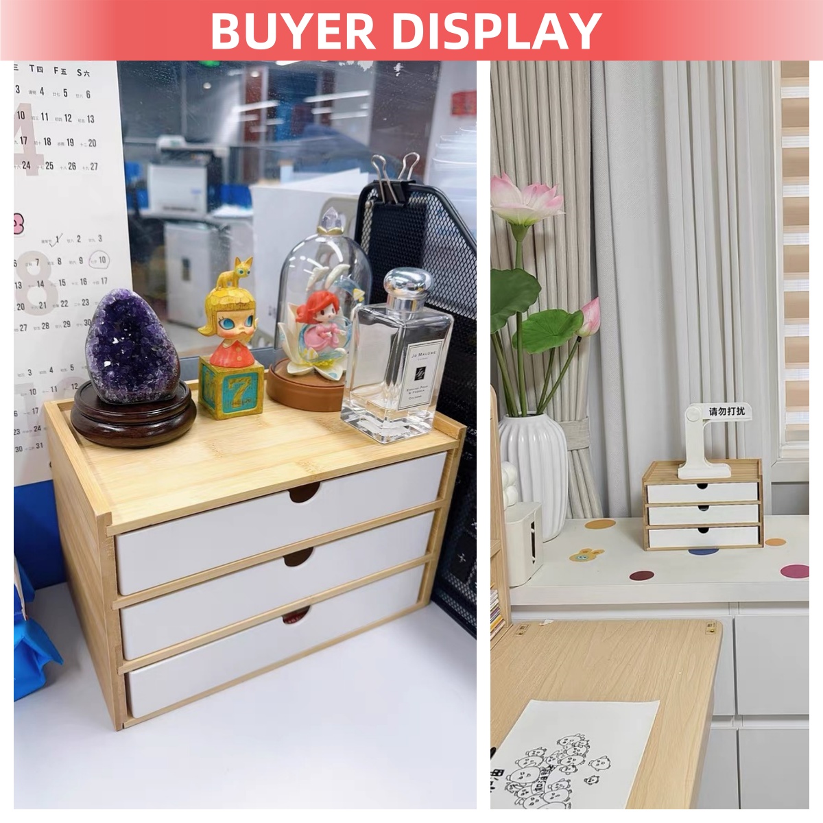 【SG READY STOCK】Bamboo Desktop Multi-Layer Storage Box With Drawer ...