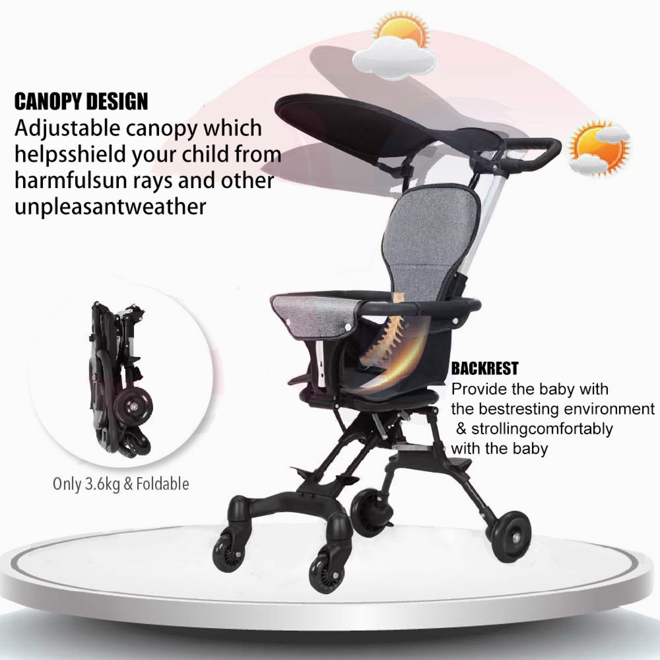 （2025 new model）Folding baby stroller two-way stable soft seat stroller ...