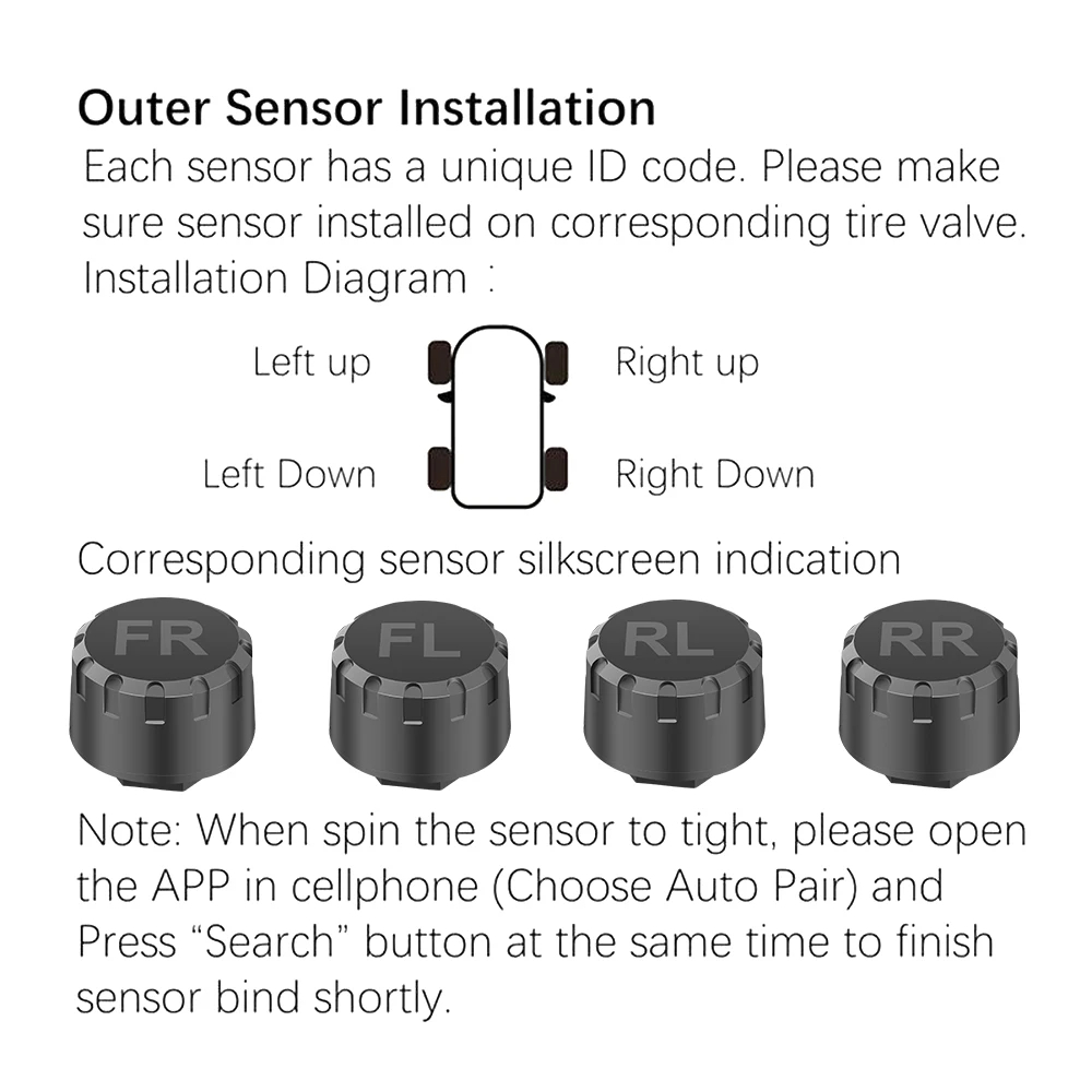 TPMS Tire Pressure Sensors for Motorcycle Car Truck Bluetooth ...