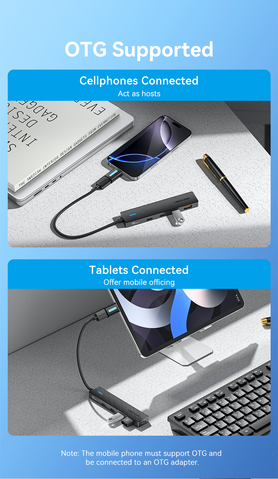 Vention USB HUB 10Gbps USB-A 3.2 Gen2 USB Splitter USB C USB A Hub 4 ...