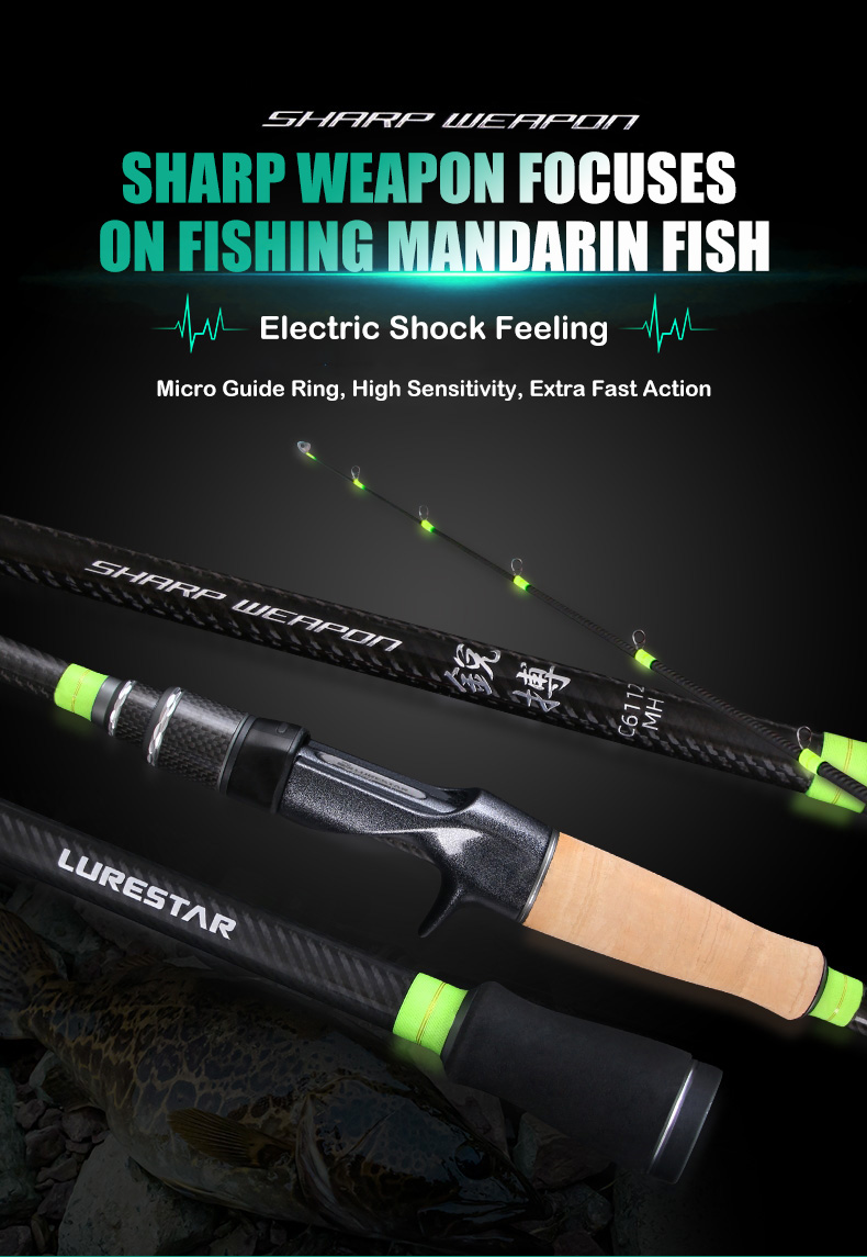 SHARP WEAPON 1.98m 2.10m 40T Carbon Casting Spinning Fishing Rods LS ...