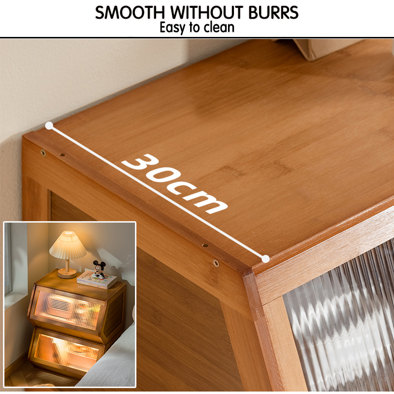 Retro Bedside Table Bedside Cabinet with Door Stackable Storage Cabinet ...