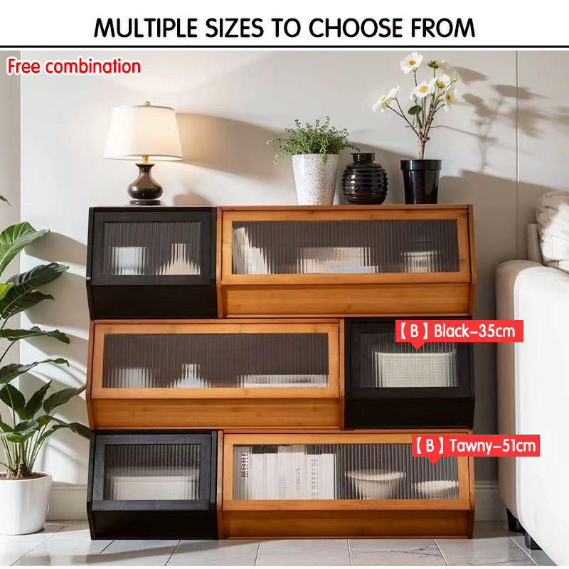 Retro Bedside Table Bedside Cabinet with Door Stackable Storage Cabinet ...