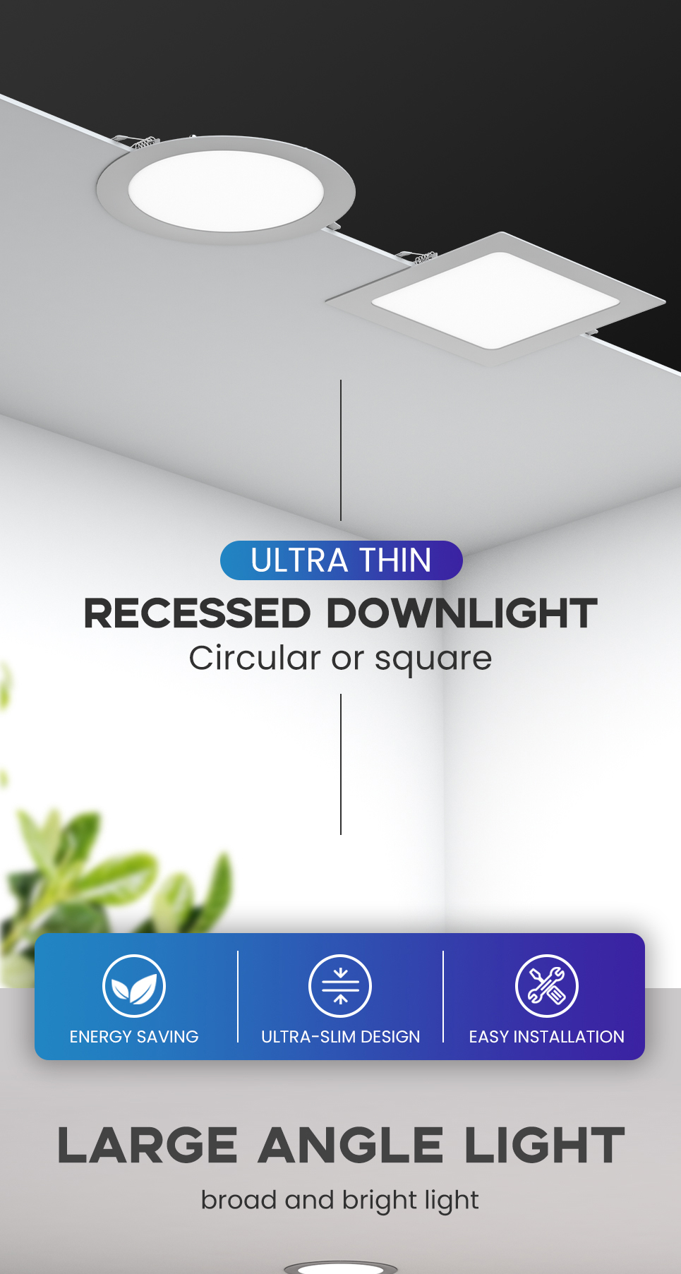 LED Downlight Tricolor/Daylight/Warm Light 6W/9W/12W/15W/18W Square ...