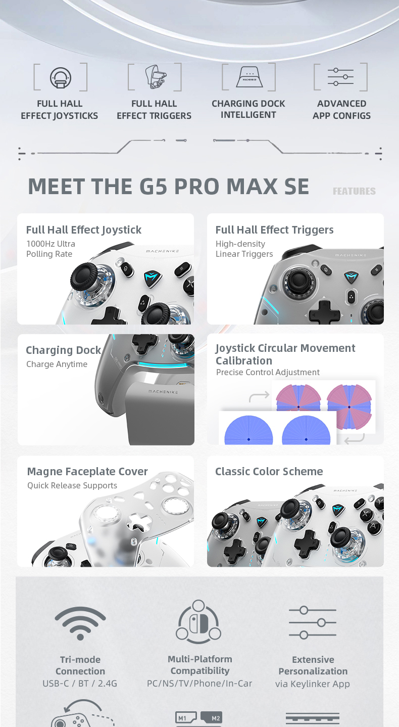 Machenike G5 Pro Series Wireless Gamepad Controller with Hall Linear ...