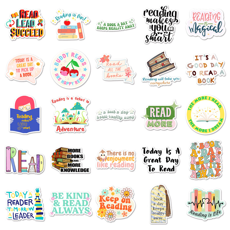 50pcs Love Reading Inspirational Quote Sticker Positive Decal for Water ...