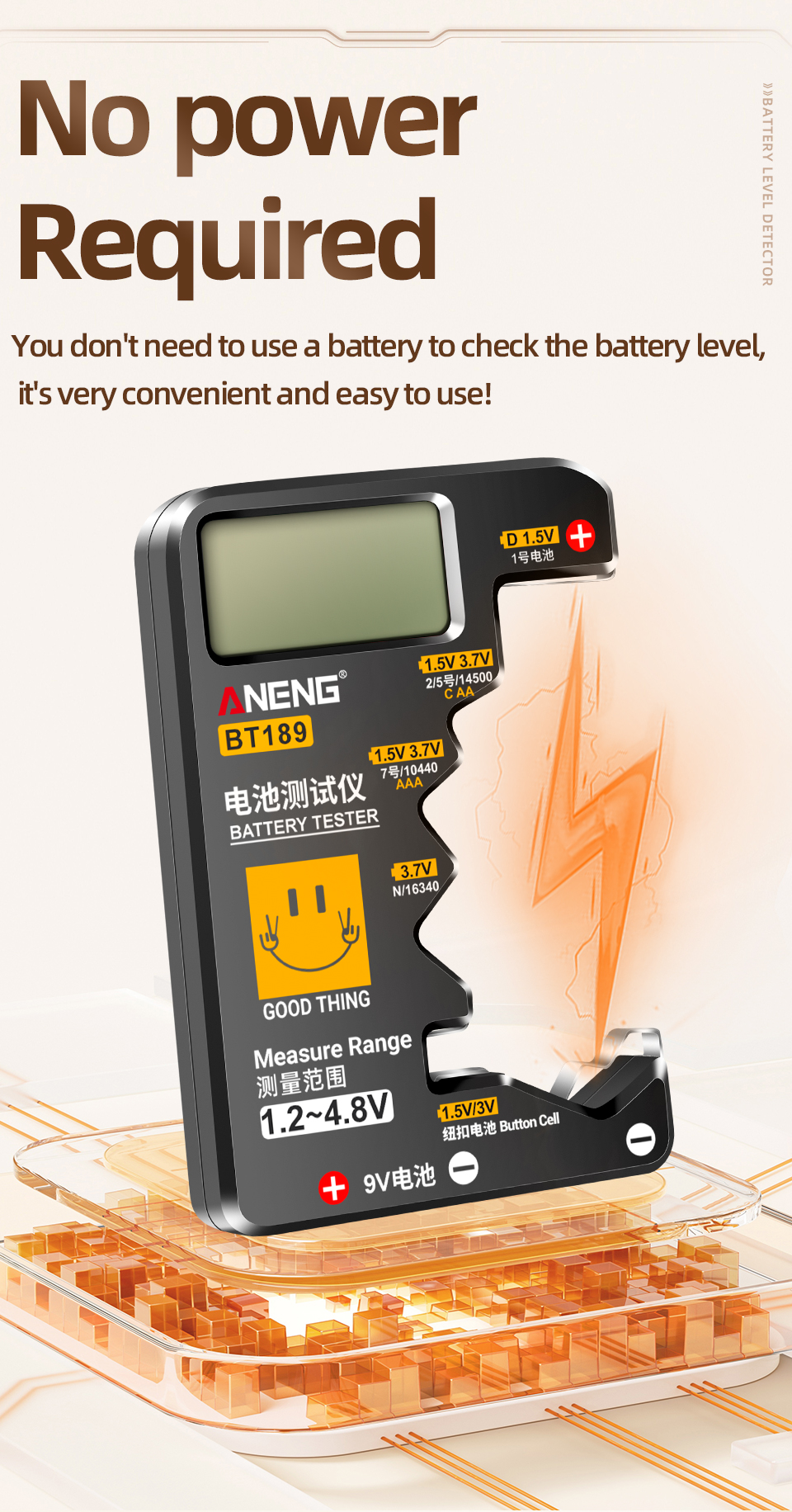 ANENG BT189 Button Cell Battery Tester 9V N D C AA AAA Universal ...