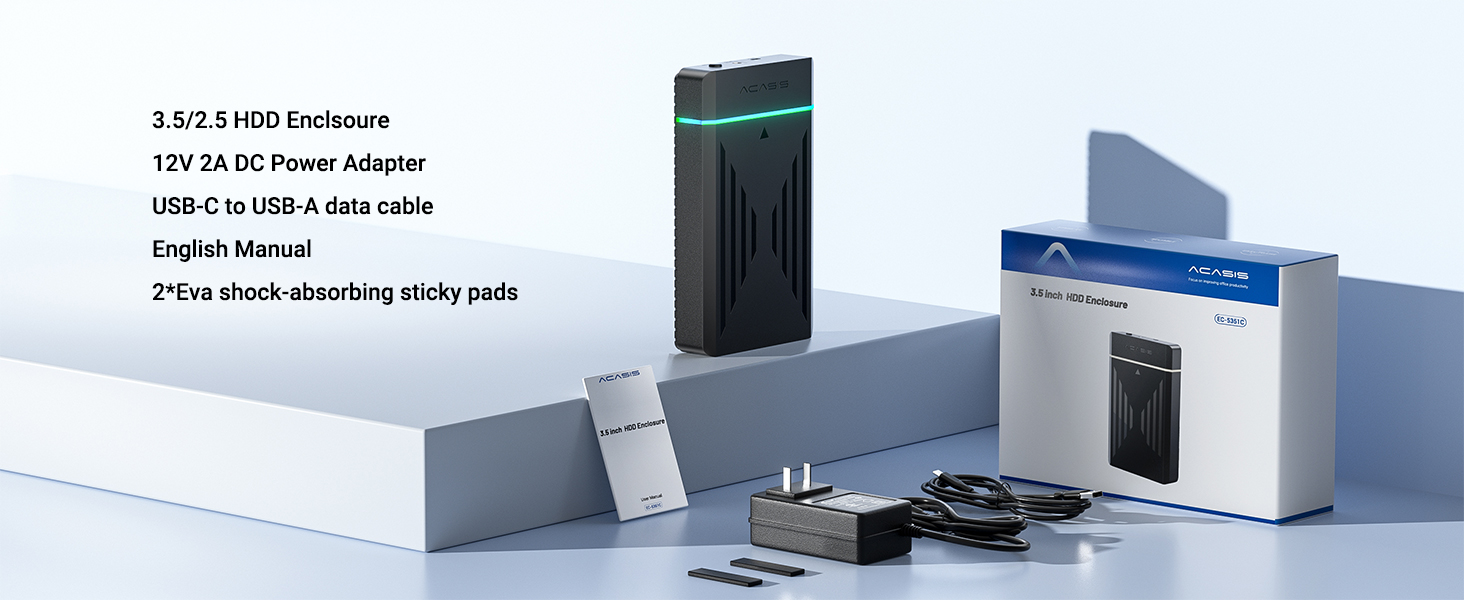 ACASIS "2.5/3.5" SATA USB3.0 External Hard Drive Enclosure Type-C/Power ...