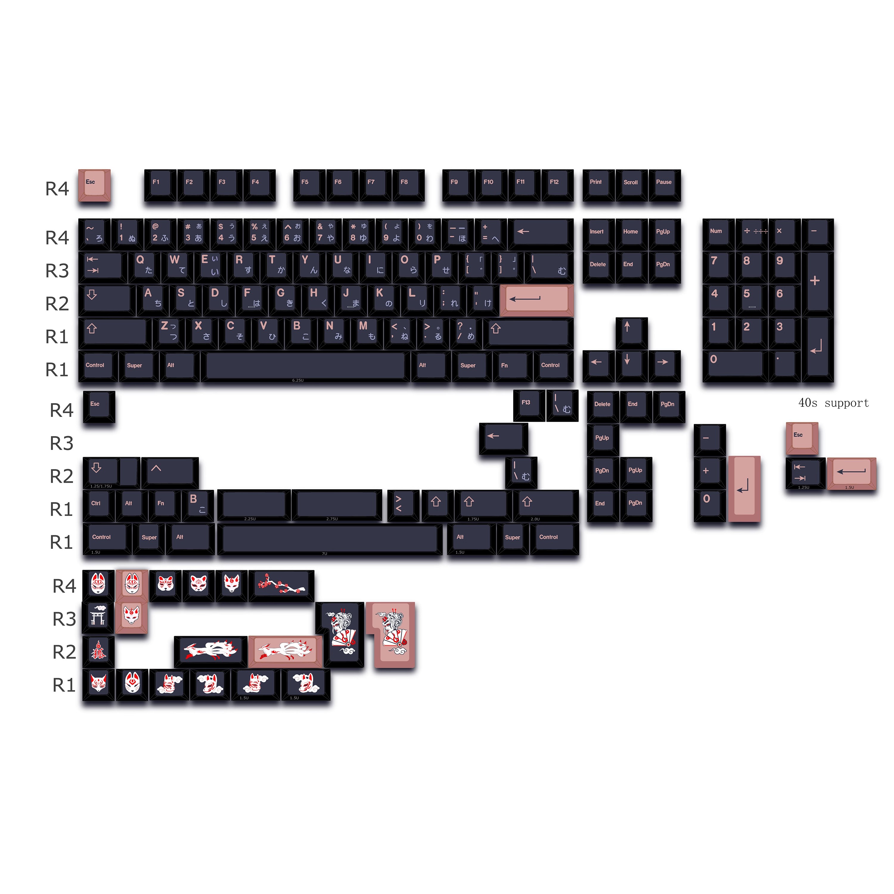 162 Keys GMK Kitsune Keycaps Set Cherry Profile PBT Dye Sublimation ...
