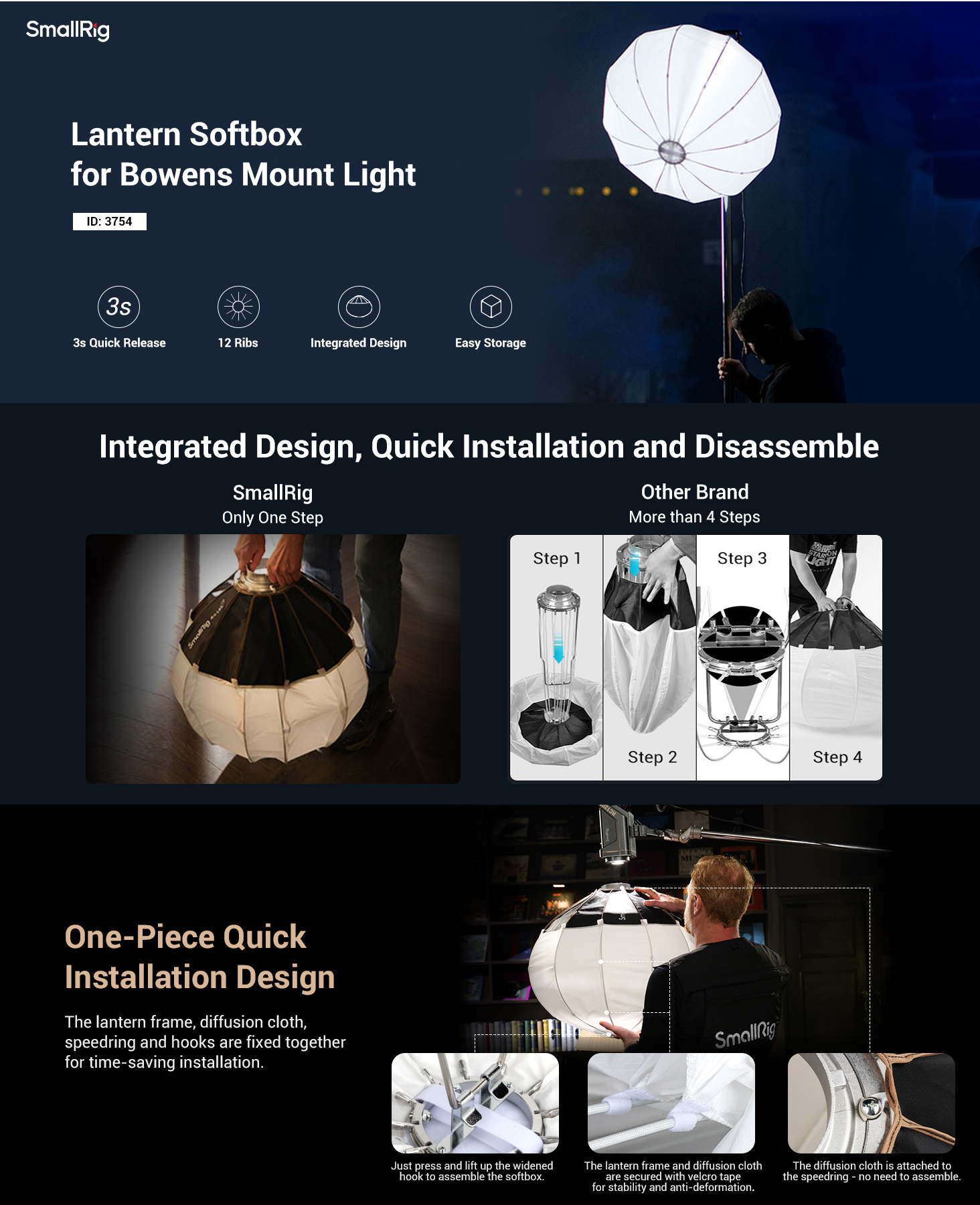 SmallRig Softbox—Parabolic/Lantern/Rectangular/Octagonal for Studio ...