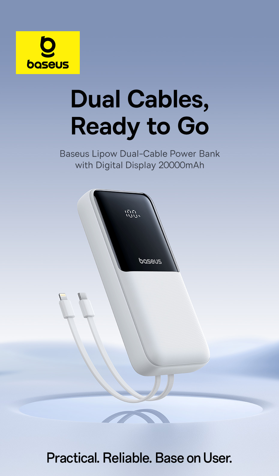 Baseus Lipow Dual-Cable Power Bank with Digital Display 20000mAh 22.5W | Shopee Singapore