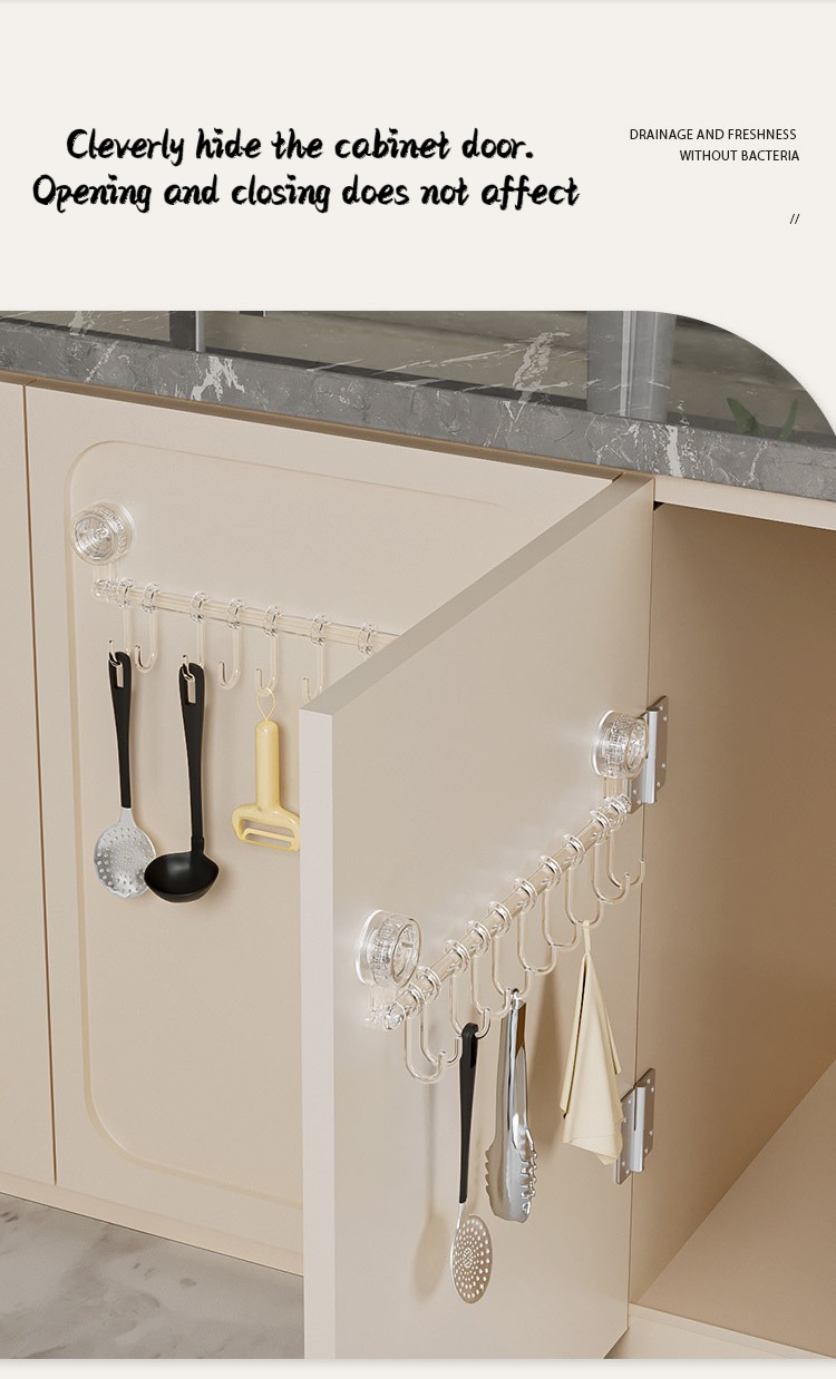 Suction Cup Kitchen Hanging Rack with Hooks No Punching Wall Mounted ...