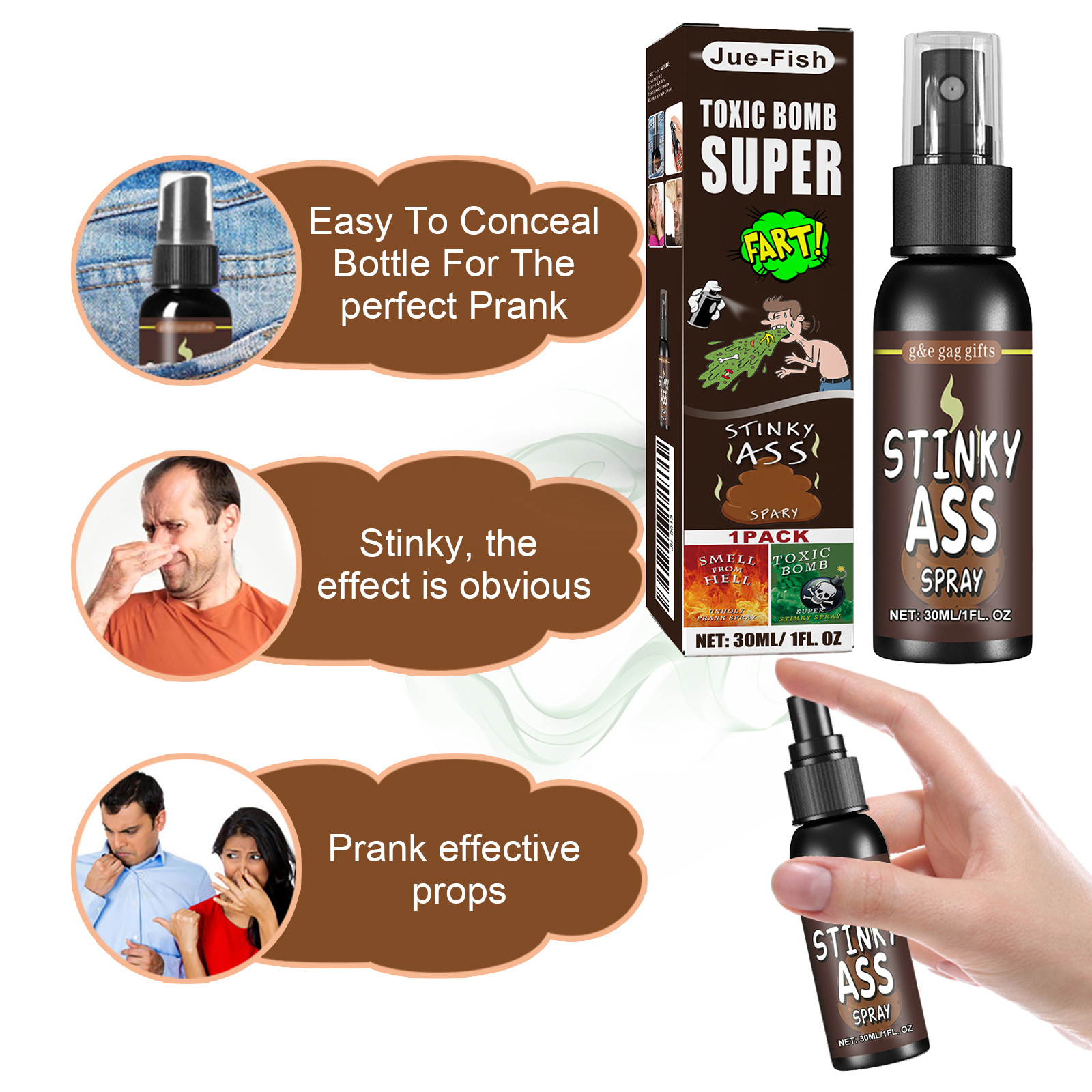 Jue-Fish Hot Sale Poop Flavour Stinky Fart Spray Spraying Spoofing ...