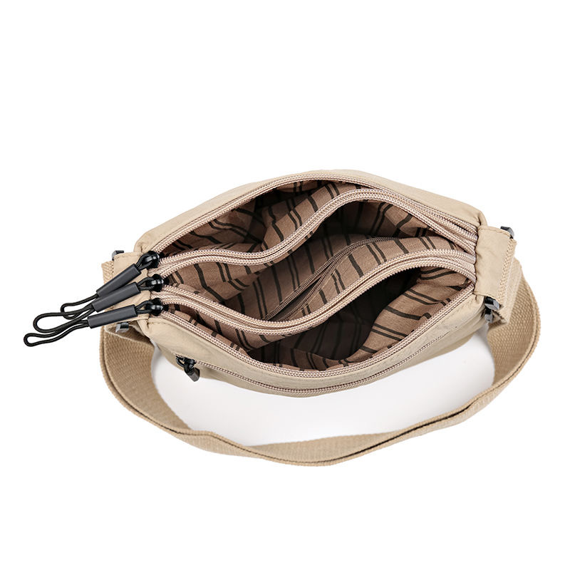 Multi layer pocket canvas bag, new lightweight nylon casual crossbody ...