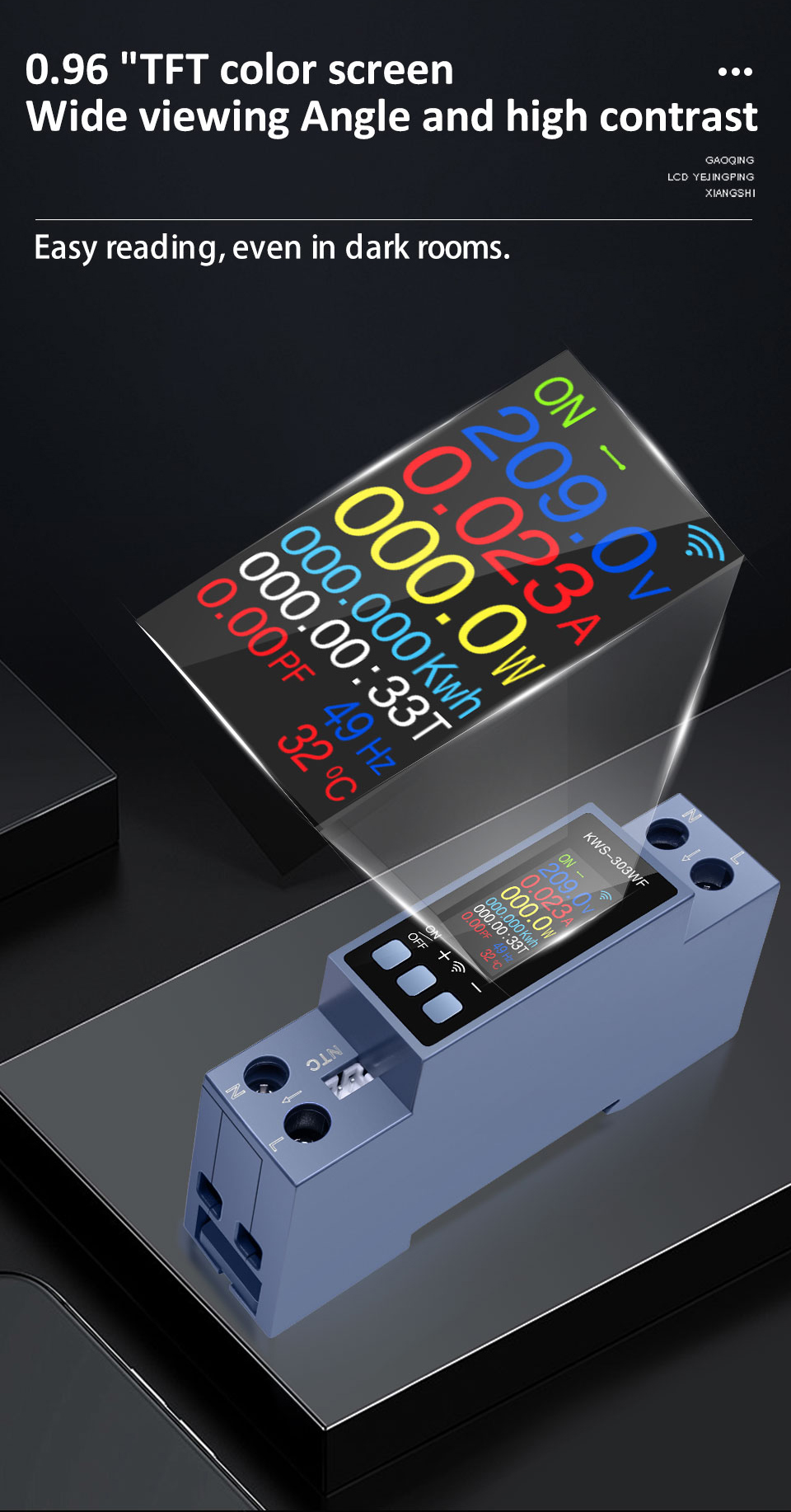 Tuya WiFi 9in1 Power Meter AC Energy Meter APP Control 100-290V/40A ...