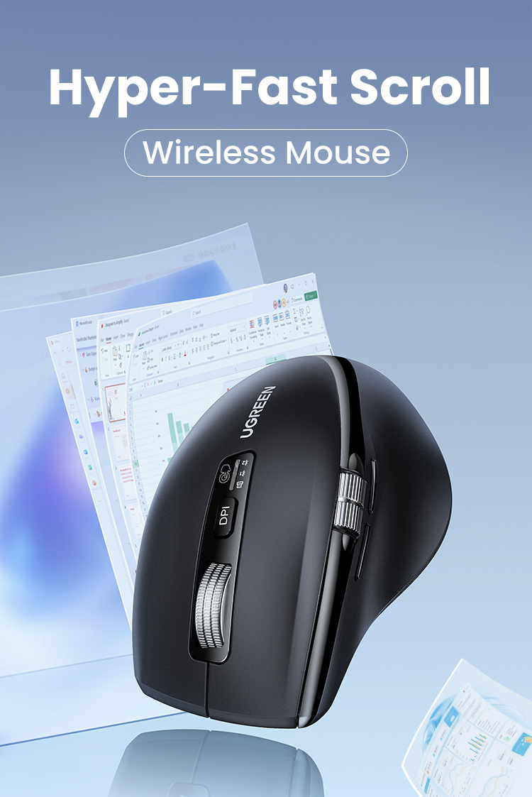 UGREEN Hyper-Fast Scroll Wireless Mouse Bluetooth 5.4 2.4G Ergonomic ...