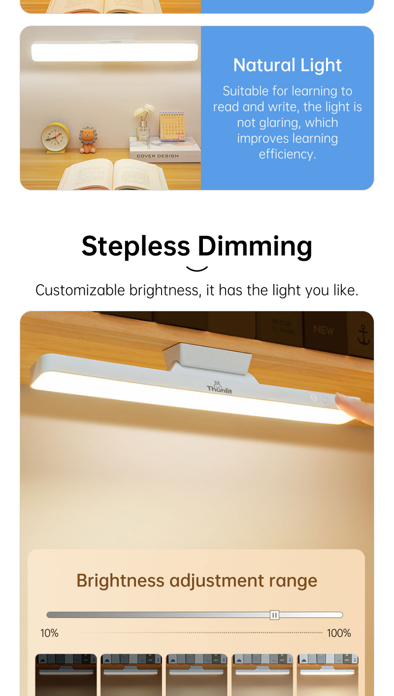 Thunlit Wall Mounted Study Lamp 2000mAh Rechargeable College Student ...