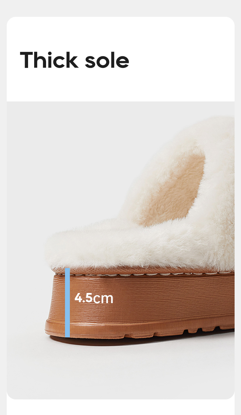 UTUNE Thick-soled Plush Slippers For Women Autumn Winter Indoor Cotton ...
