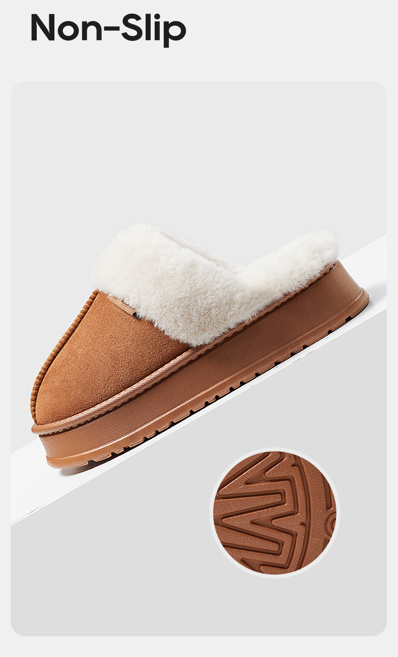 UTUNE Thick-soled Plush Slippers For Women Autumn Winter Indoor Cotton ...