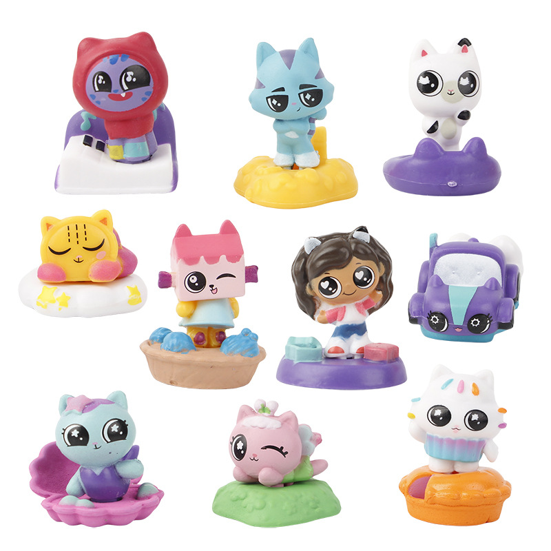 10Pcs/Set 4cm Anime Cartoon Gabby's Dollhouse Figure Gabby DJ Catnip ...