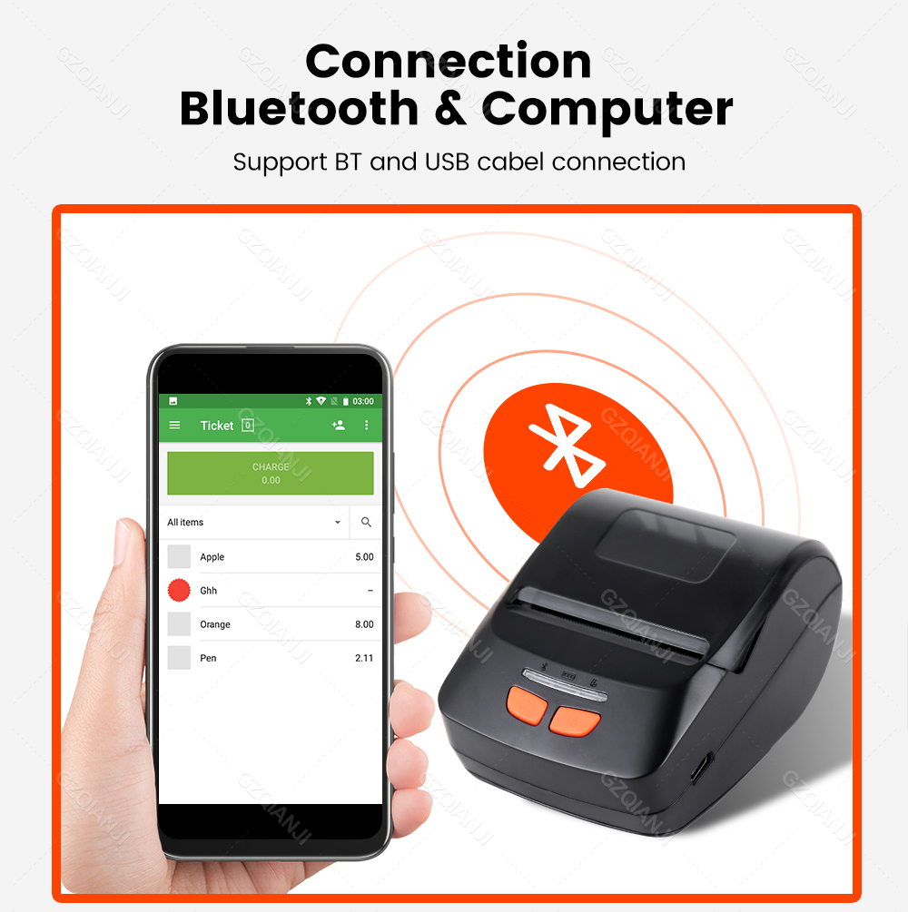 POS Bluetooth Portable Thermal Receipt Printer Wireless Pay Bill ...