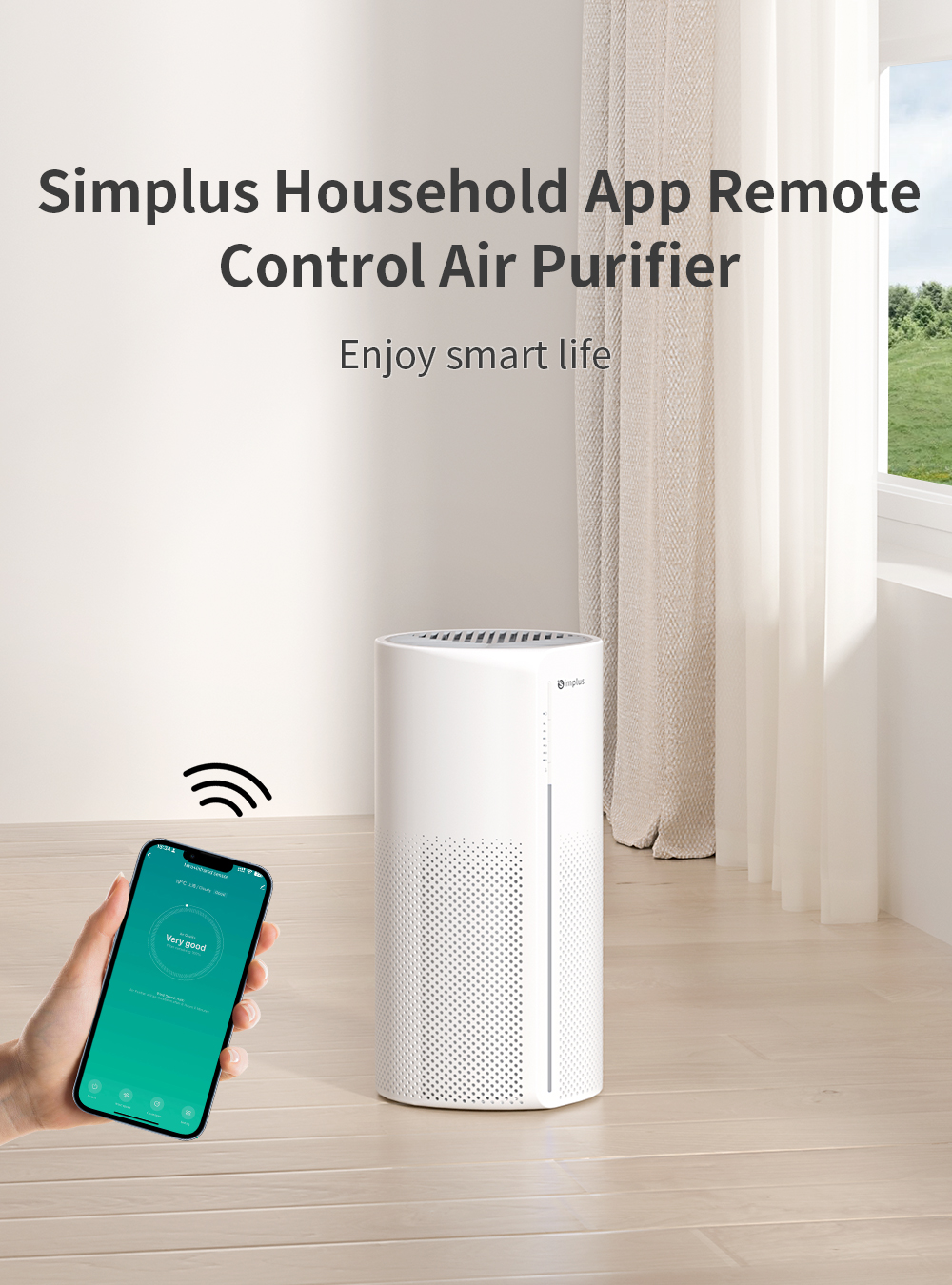 Simplus Air Purifier Smart App Remote Control H13 True HEPA Filter ...