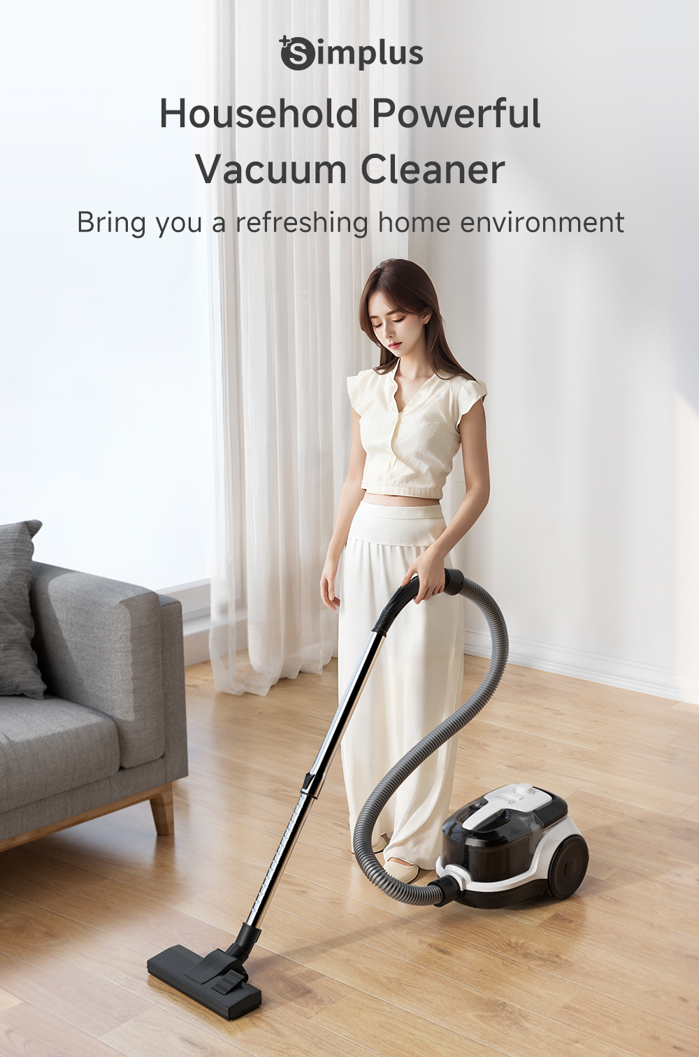 Simplus Canister Vacuum Cleaner 22000pa Ultra-Powerful Suction 1.2L ...