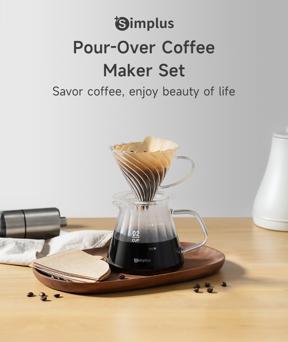 Simplus Pour Over Coffee Maker | V60 Dripper | High Borosilicate Glass ...