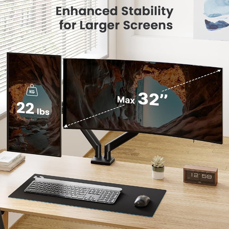 Dual Display Arm 32-Inch Adjustable Dual-Screen Monitor Stand Screen ...